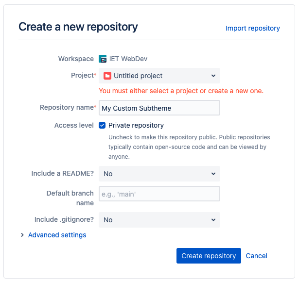 Add a Subtheme to a Code Repository | SiteFarm